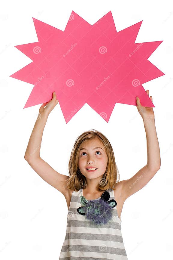 Child holding a blank sign stock photo. Image of child - 19982840