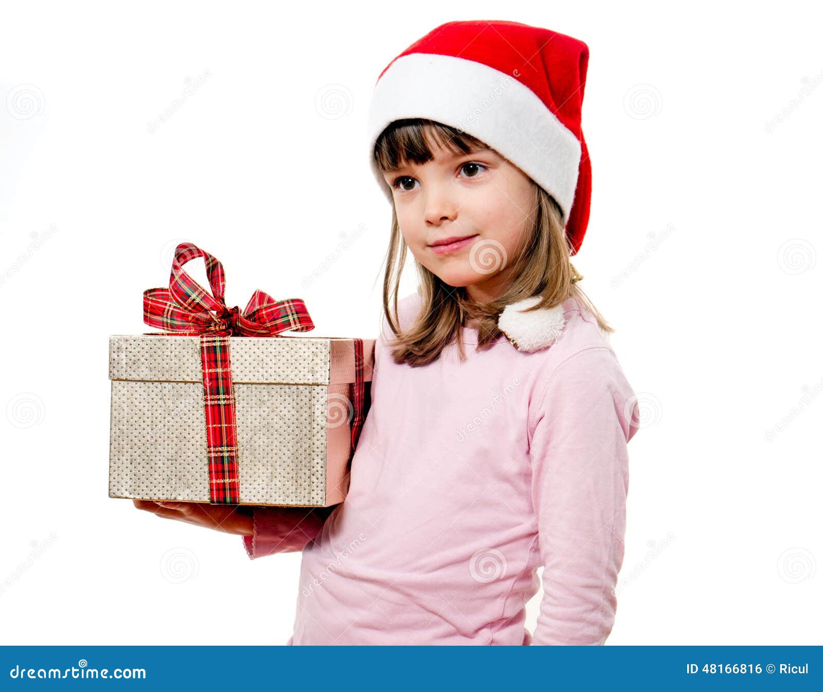 Child Holding Christmas Present Stock Photo - Image of smile, ribbon ...