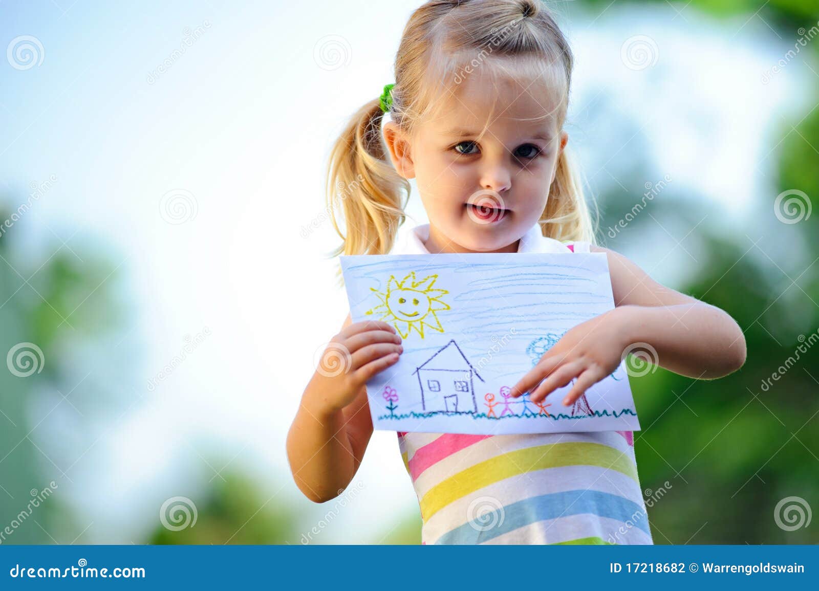 Child holding drawing stock photo. Image of girl, female - 17218682