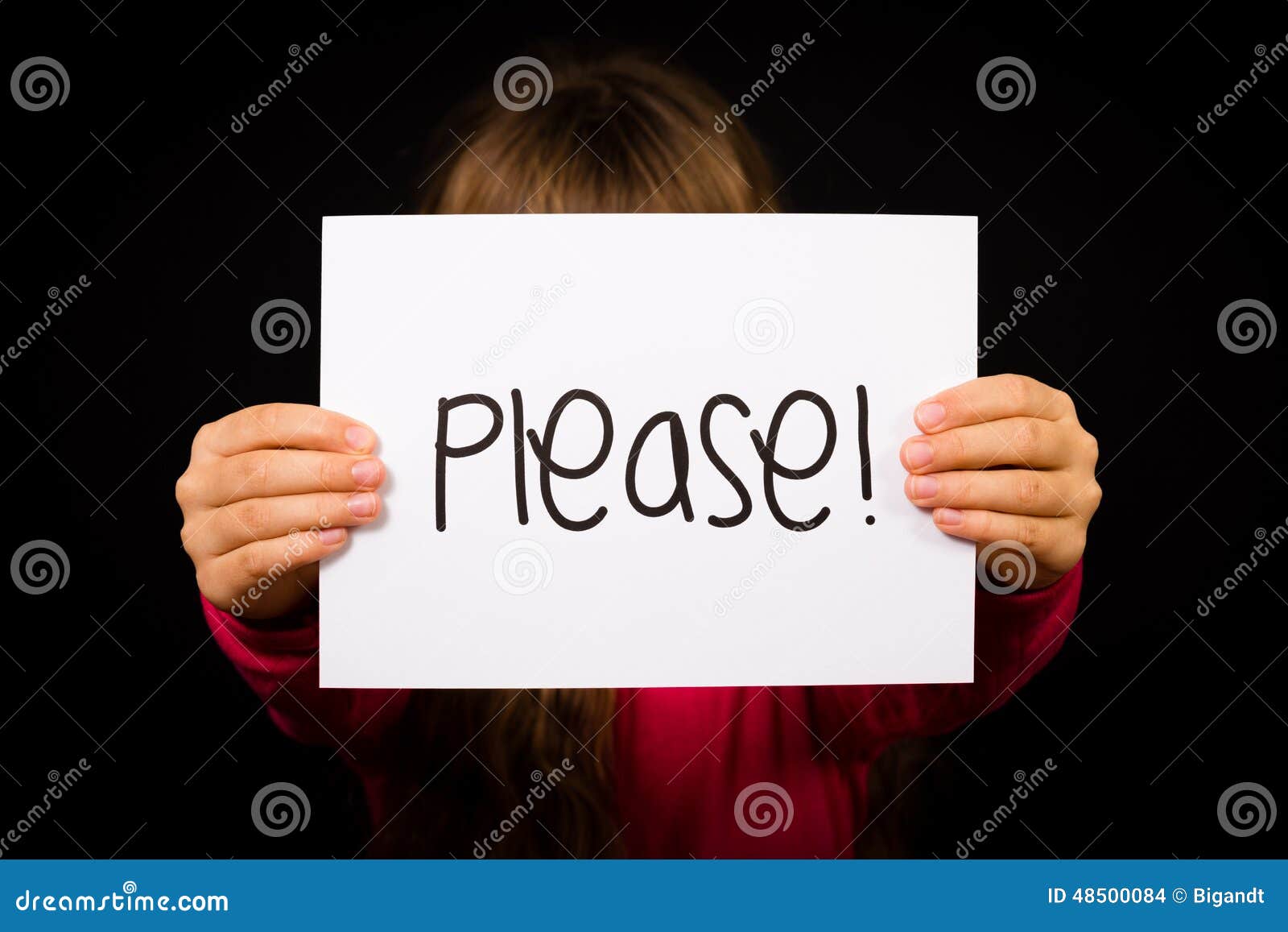 Child holding Please sign stock photo. Image of paper - 48500084