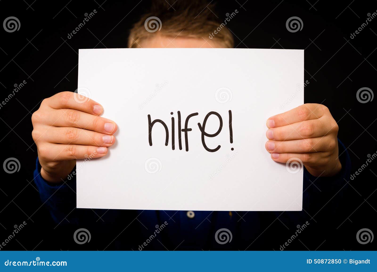 Child Holding Sign with German Word Hilfe - Help Stock Photo - Image of ...