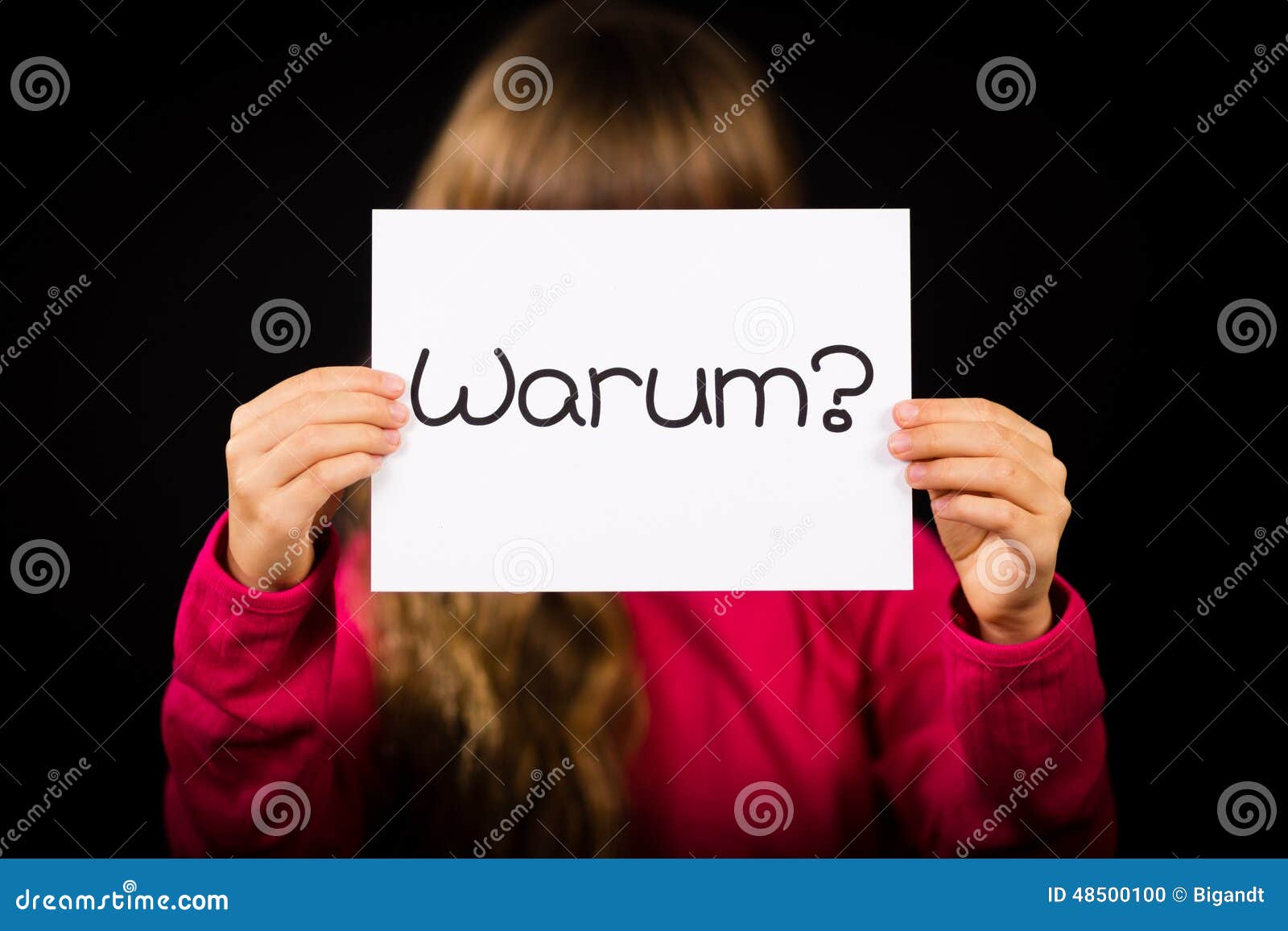 Child Holding Sign with German Word Warum - Why Stock Photo - Image of ...
