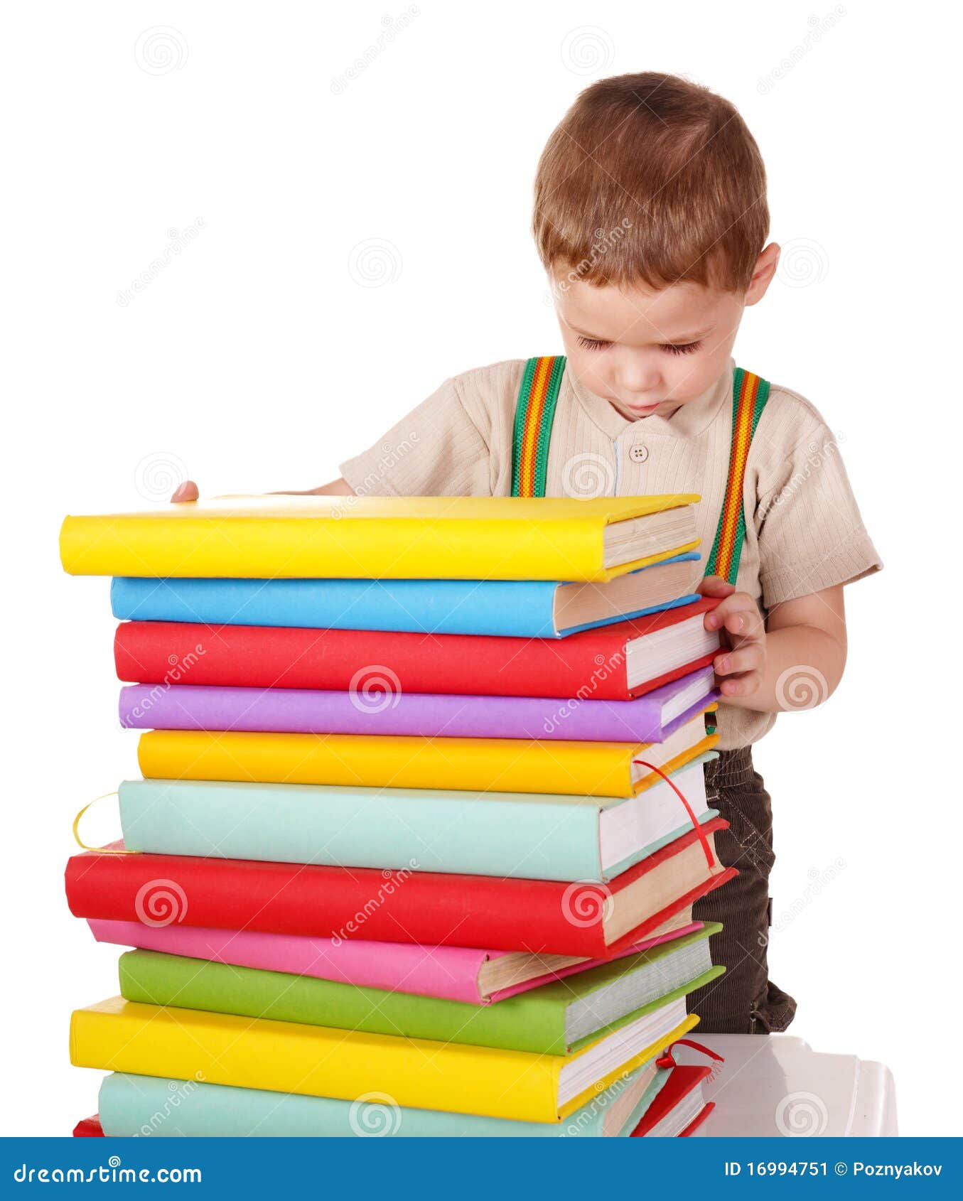 Child Holding Stack of Books. Stock Image - Image of knowledge, child ...