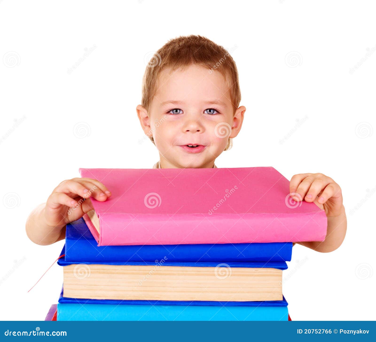 Child Holding Stack of Books. Stock Photo - Image of beauty, back: 20752766