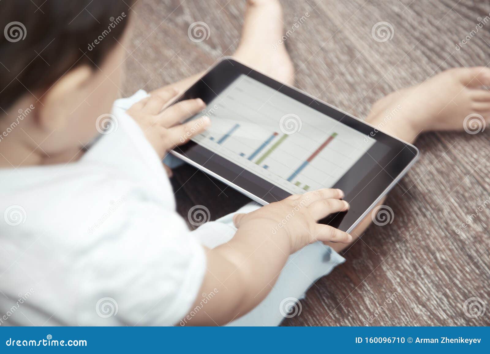 Baby with tablet computer stock photo. Image of curiosity - 160096710