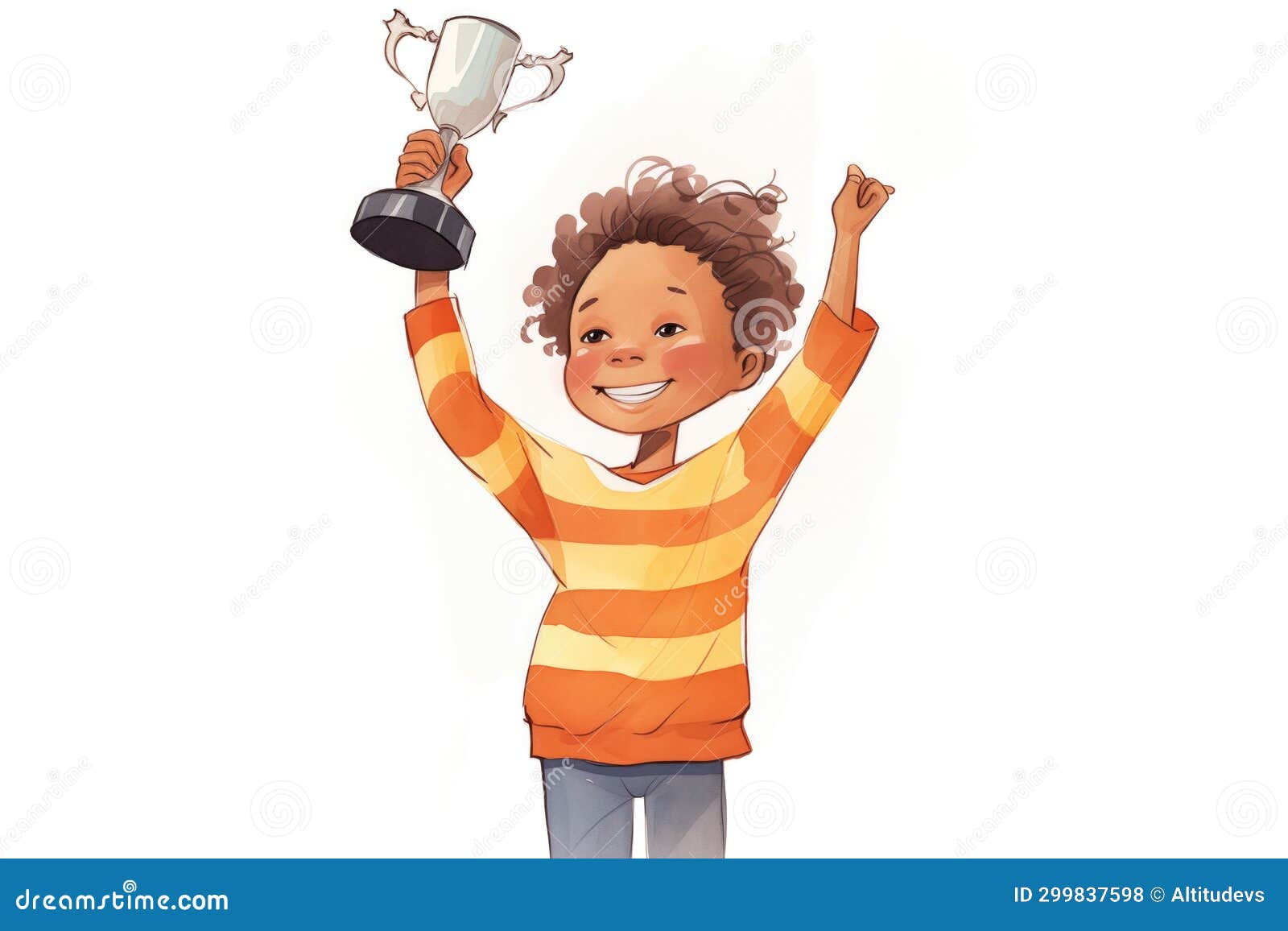 Child Holding a Trophy for Best Actor in a School Play Stock Photo ...