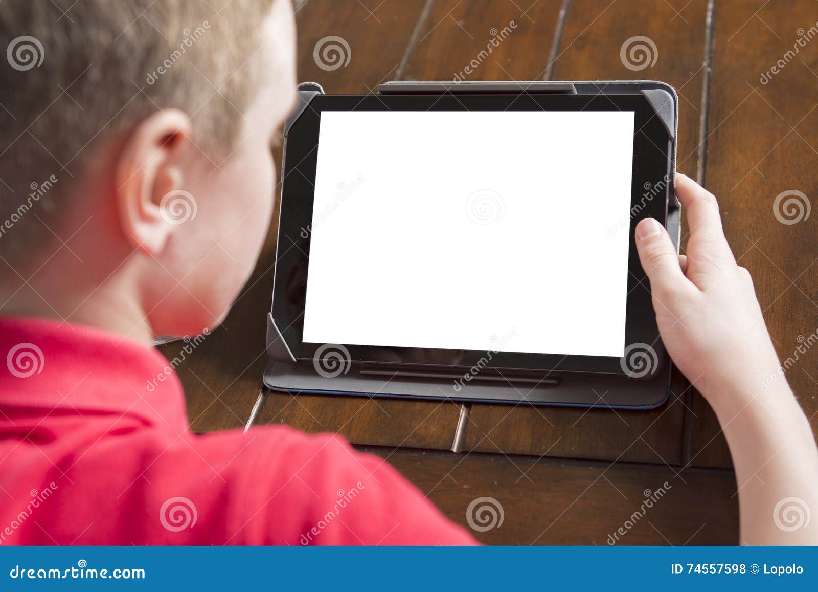Child Holding White Tablet PC in Hands Stock Photo - Image of creative ...