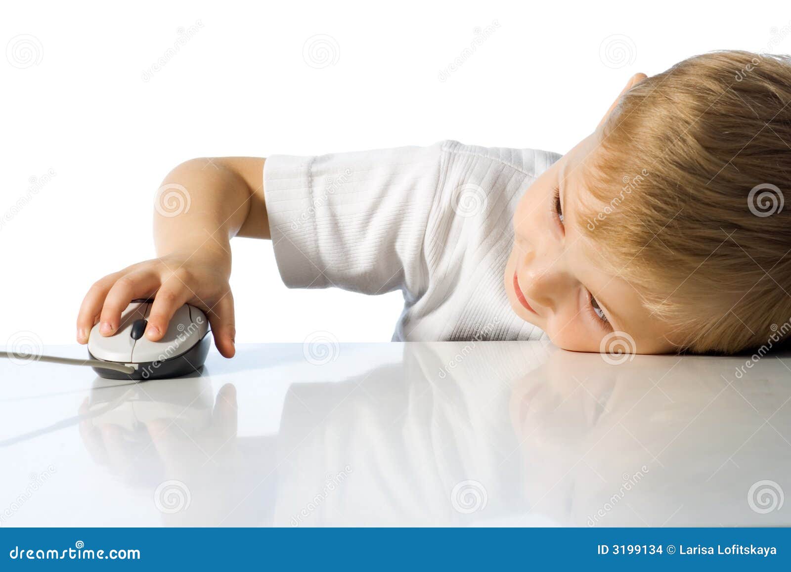 Child Holds the Computer Mouse Stock Photo - Image of person ...