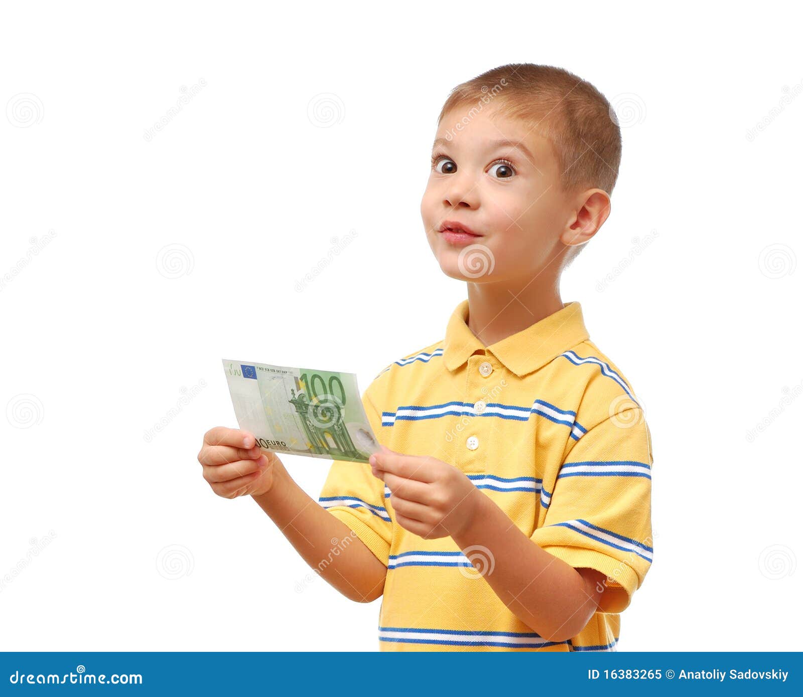 Child holds money stock image. Image of little, child - 16383265