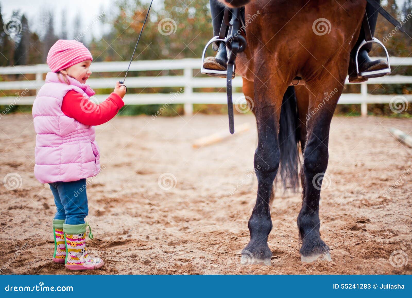 Child with horse stock image. Image of action, female - 55241283