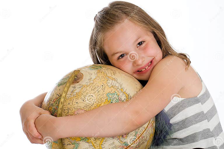Child hugging a globe stock photo. Image of study, education - 19982586