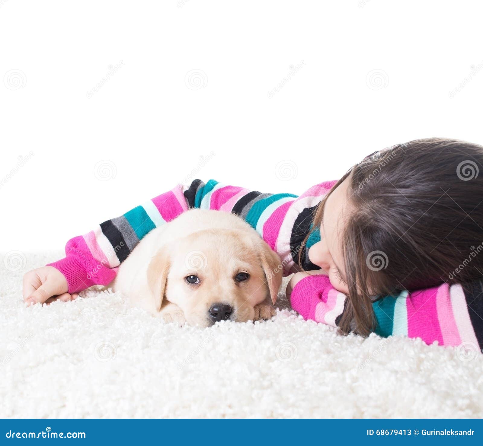 Child Hugging Labrador Puppy Stock Image - Image of canine, baby: 68679413