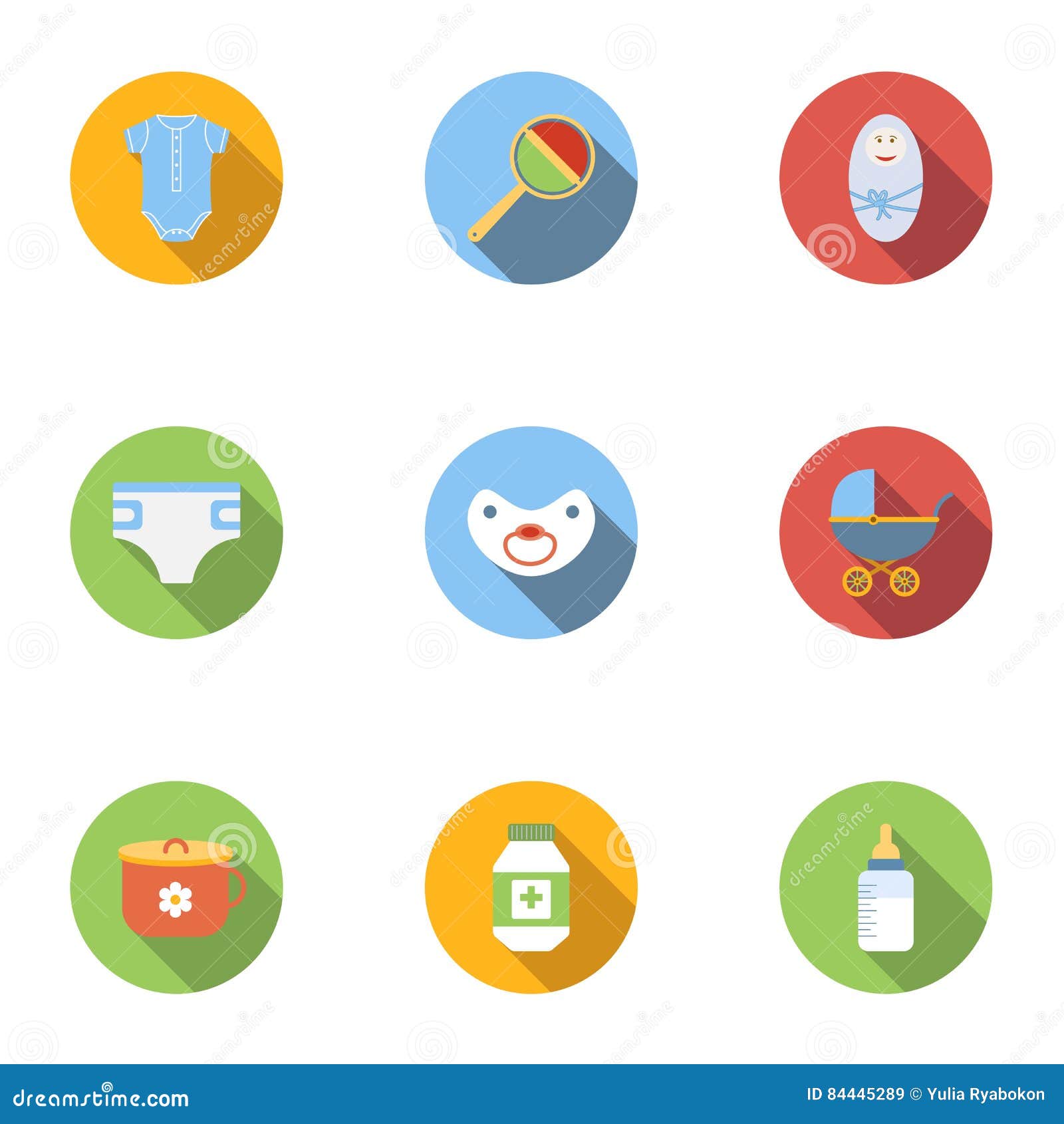 Child Icons Set, Flat Style Stock Vector - Illustration of family ...