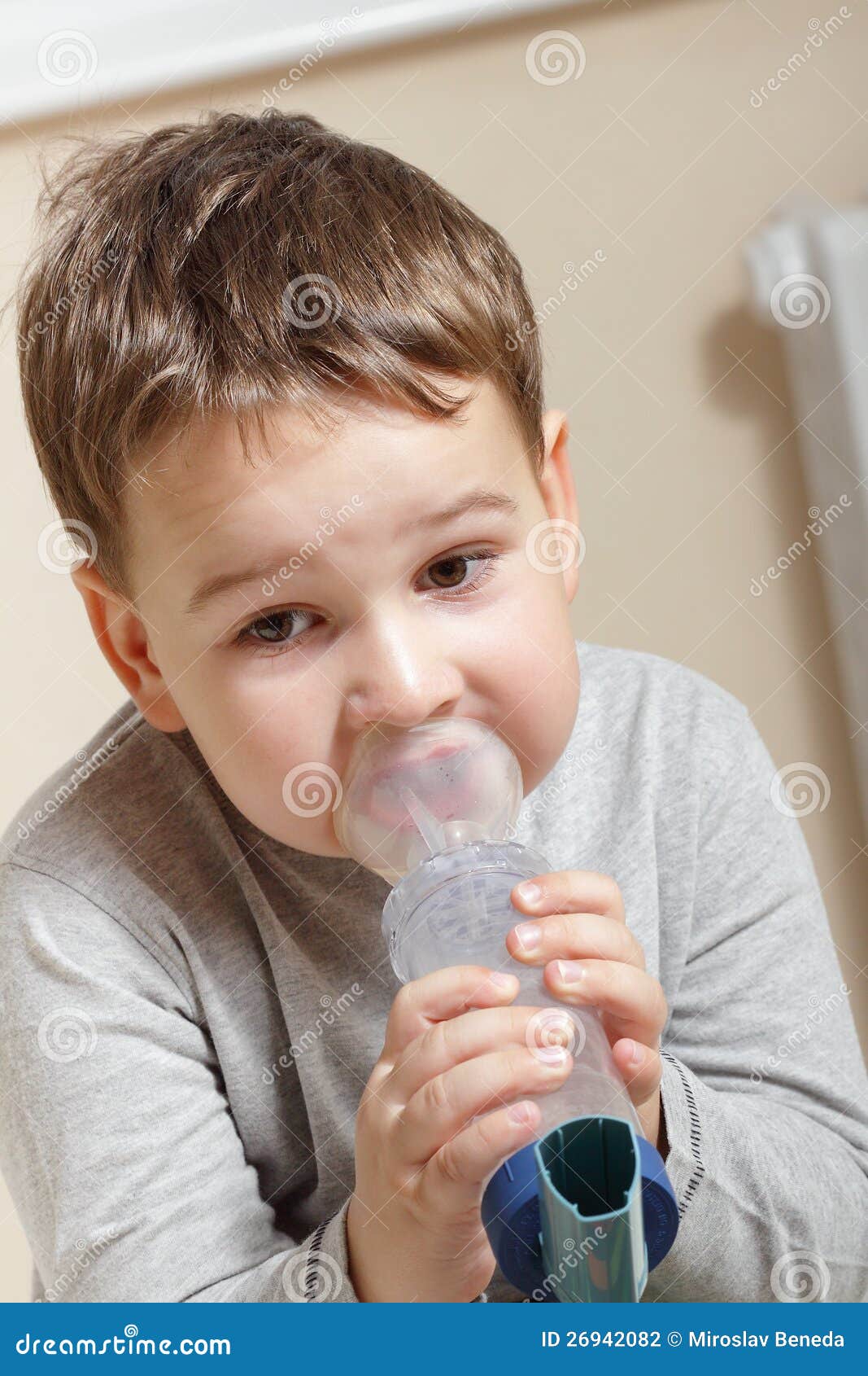 Child and inhaler stock photo. Image of exhale, illness - 26942082