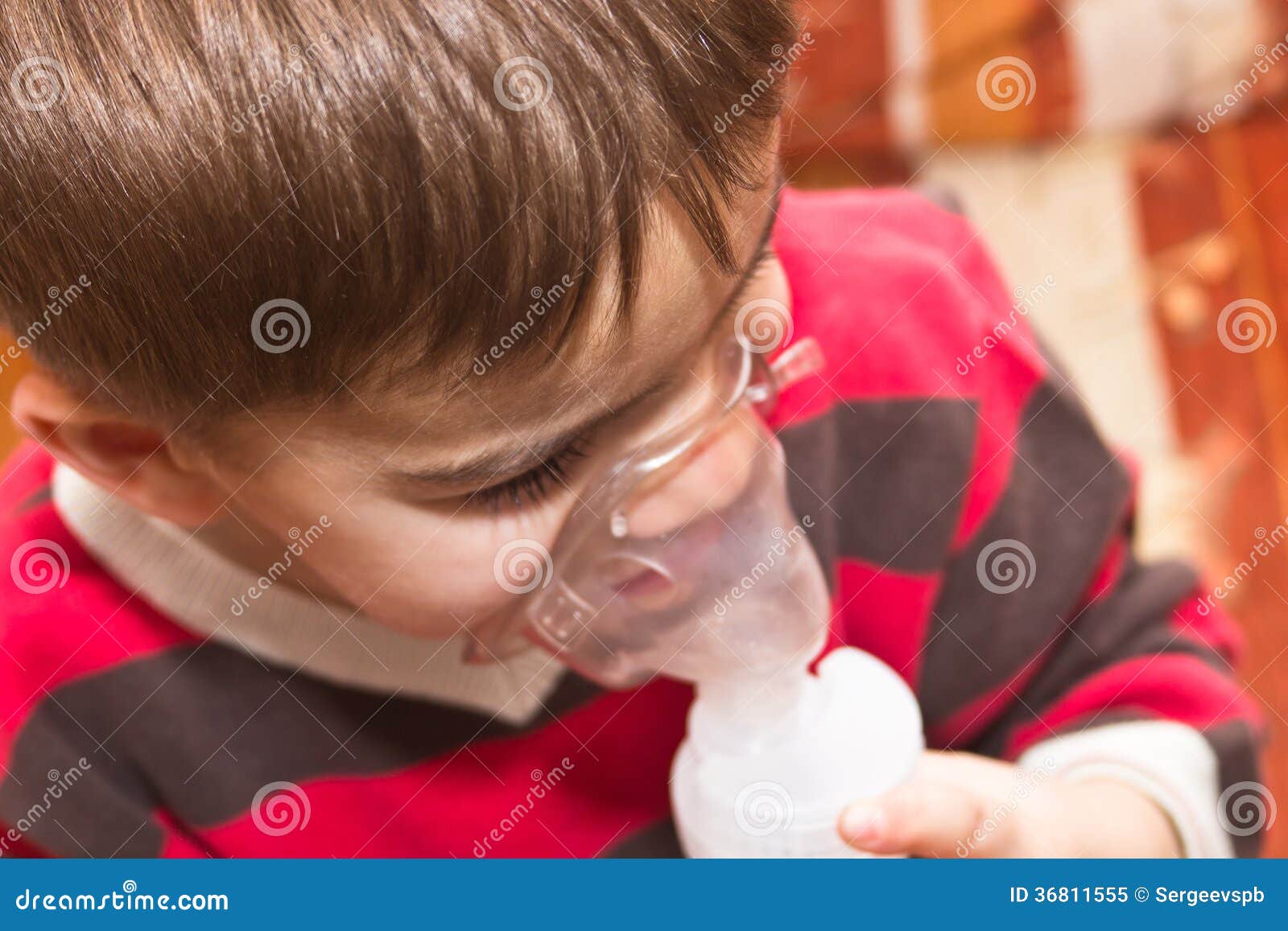 Child and inhaler stock image. Image of brown, home, eyes - 36811555
