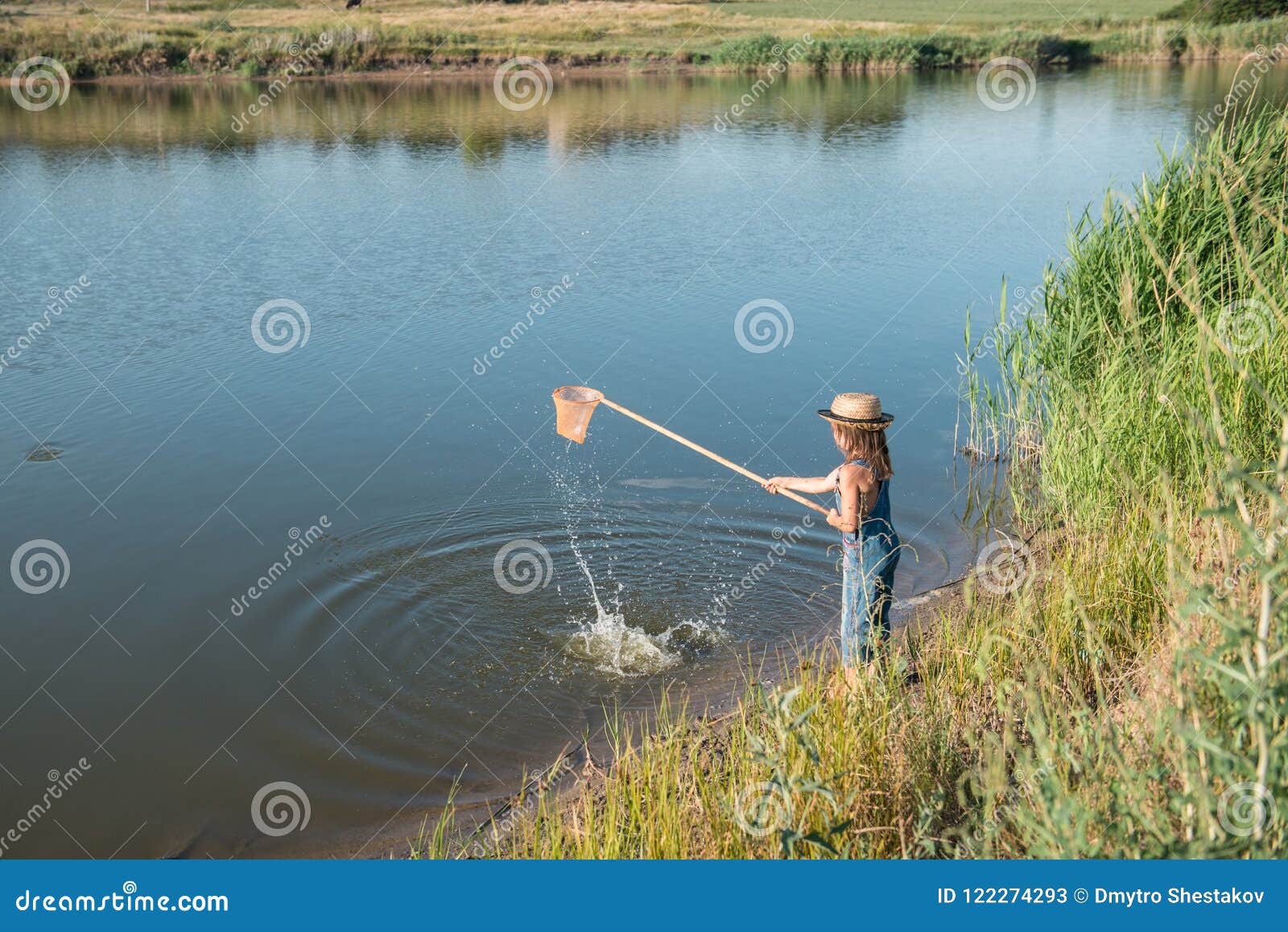 Child with a Insect Net Catches Frog Stock Image - Image of baby ...