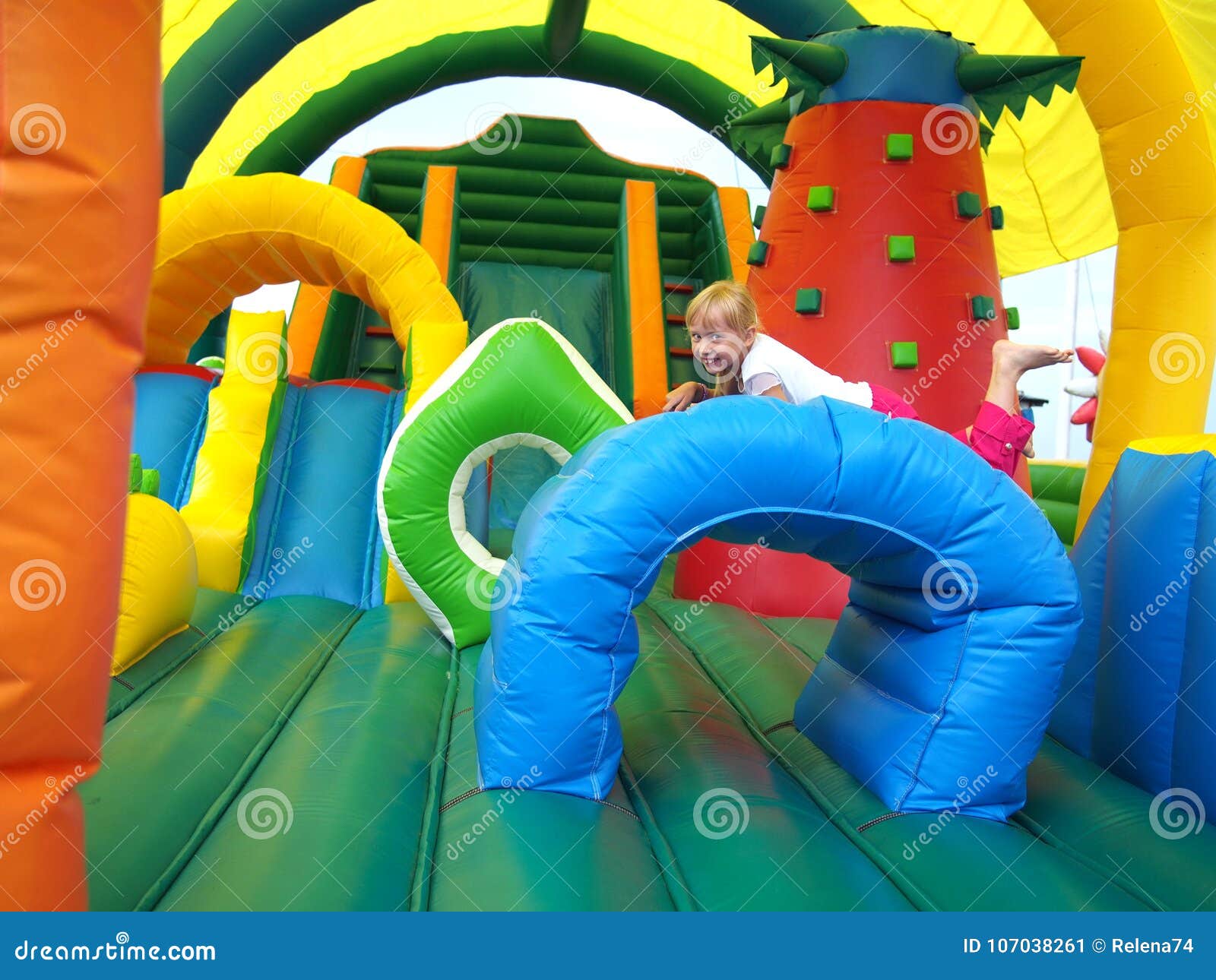 Child Jumping in Bouncy Castle Stock Image - Image of child, colorful ...