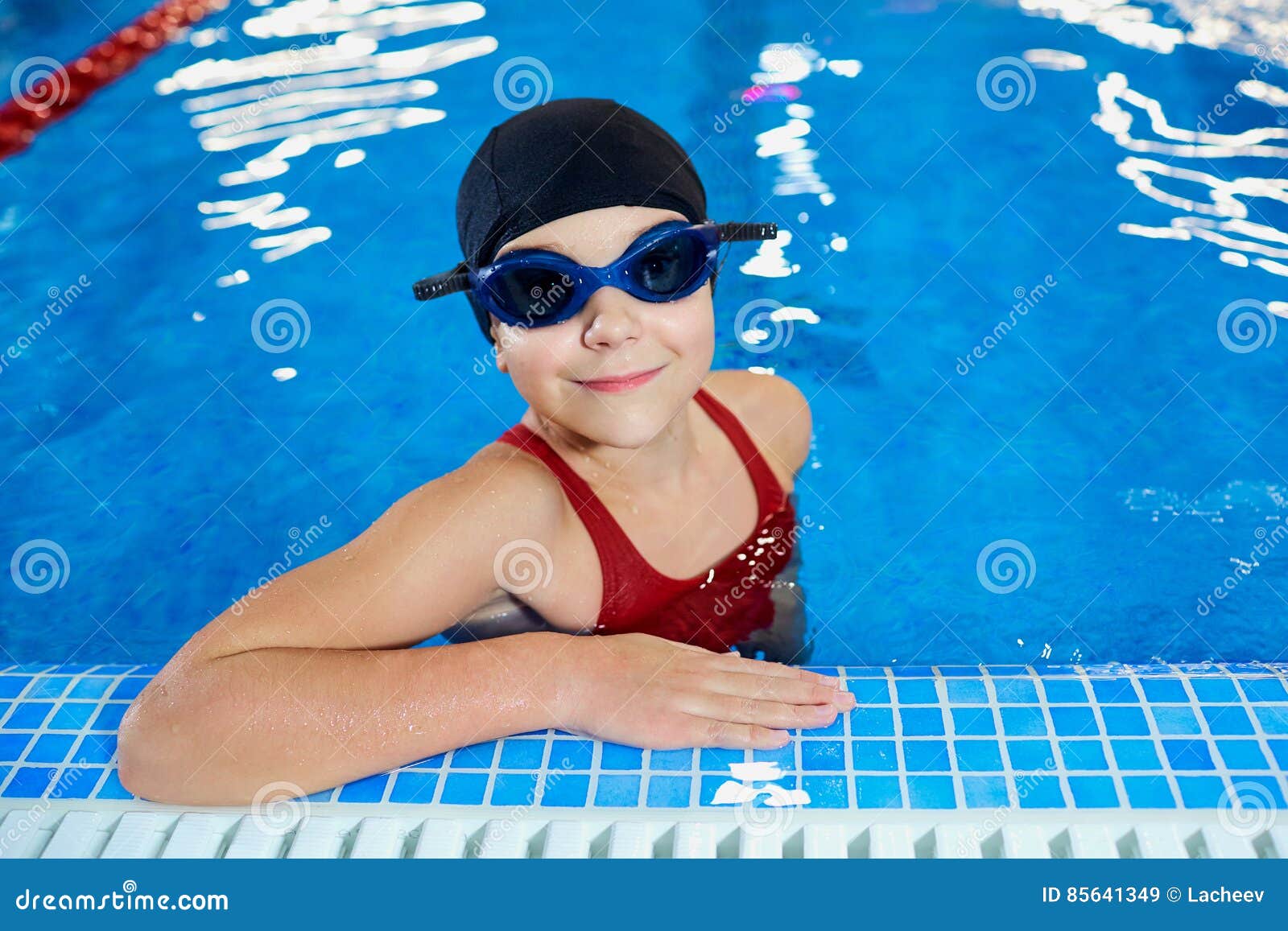 Child Kid Girl Swimmer in the Pool Stock Image - Image of swimming ...
