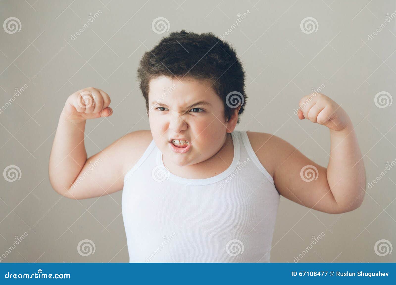 Child Kid Showing Muscles Exercise Teeth Stock Image - Image of ...