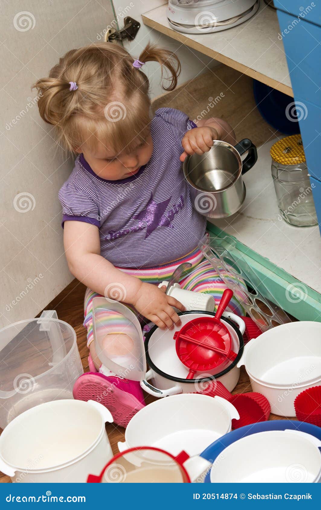 Child in kitchen stock photo. Image of open, mess, shelf - 20514874