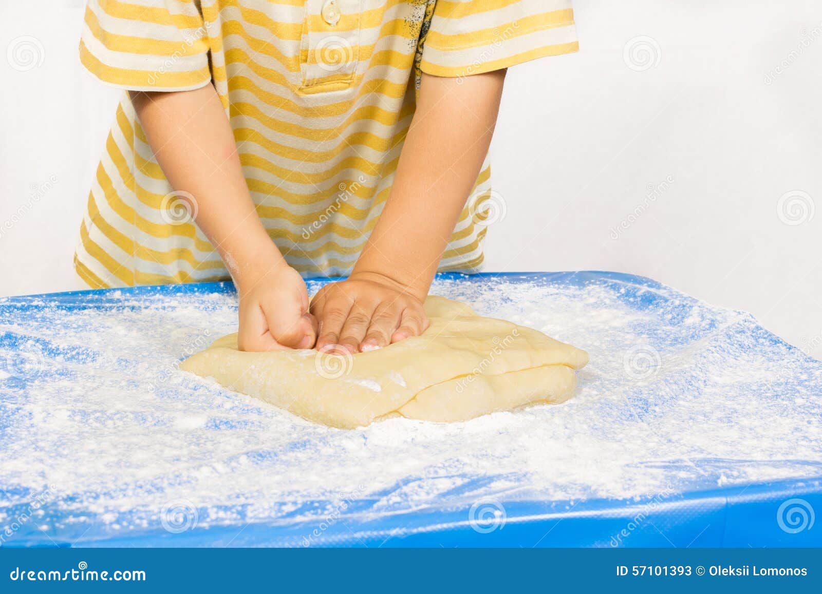 Child Knead the Dough by Hand for Making a Cake Stock Image - Image of ...