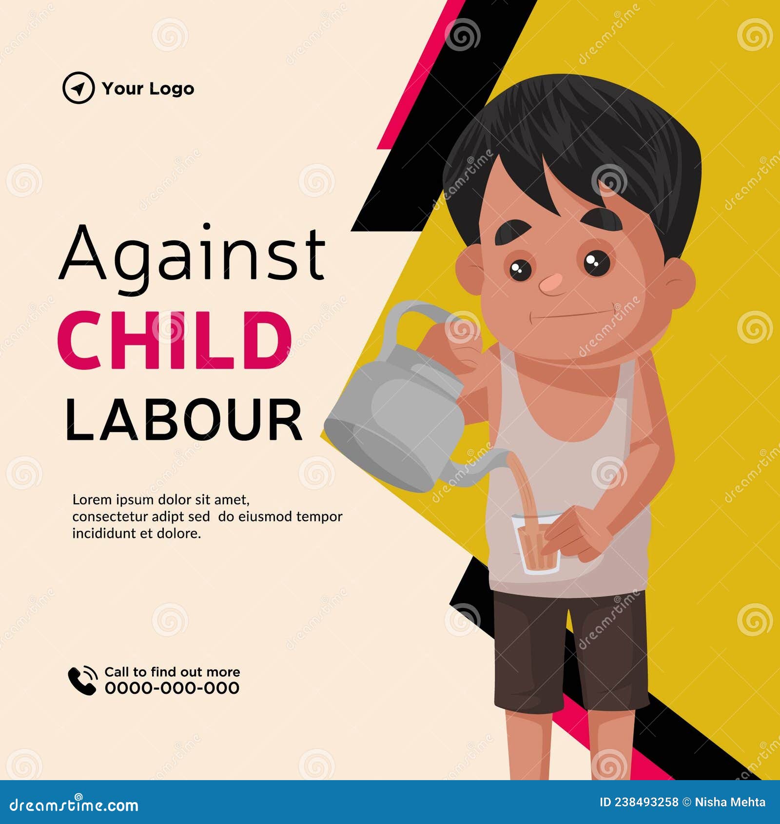 Banner Design of Against Child Labour Stock Vector - Illustration of ...