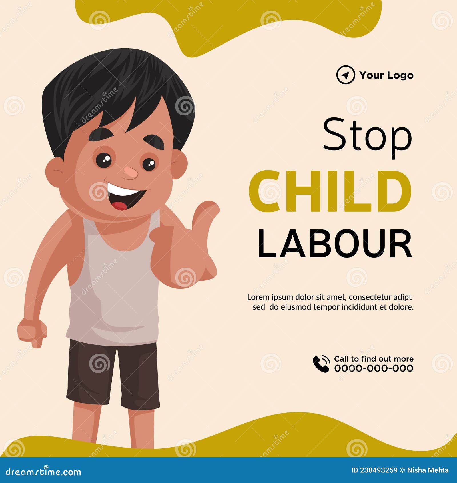 Banner Design of Stop Child Labour Stock Vector - Illustration of ...