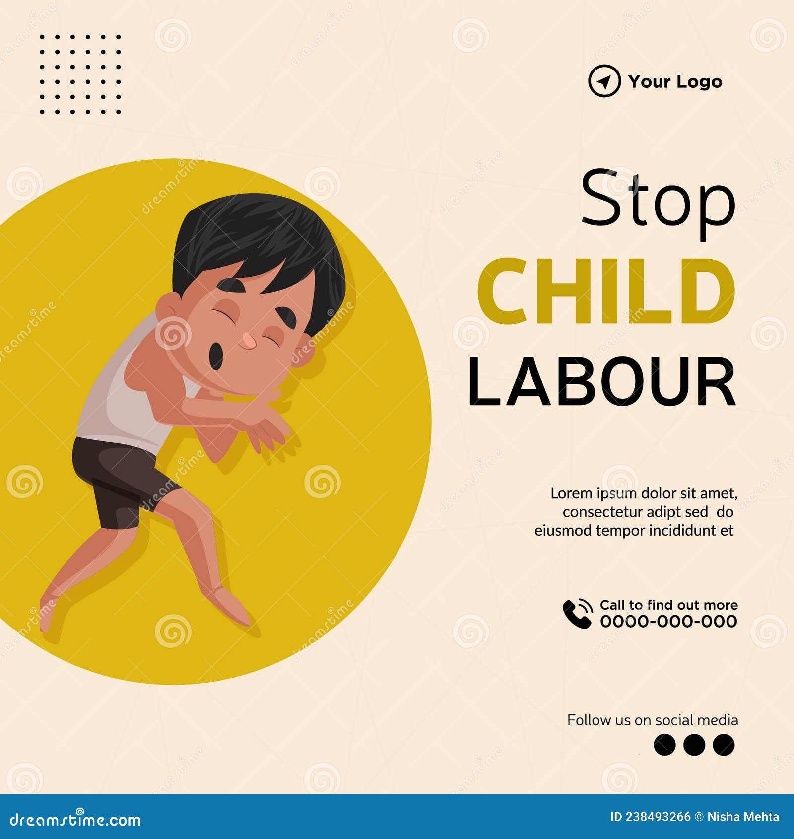 Banner Design of Stop Child Labour Stock Vector - Illustration of child ...