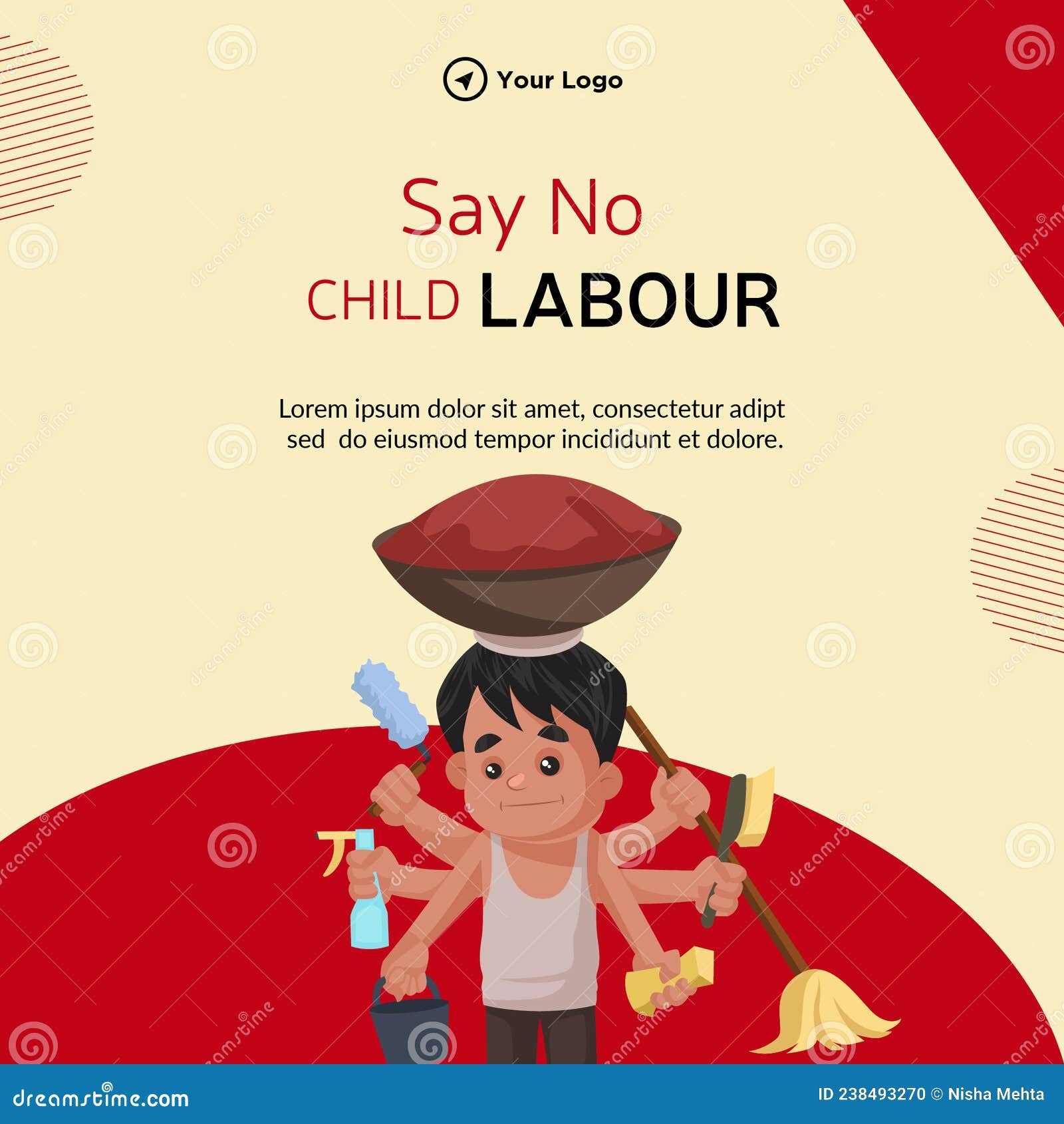 Banner Design of Say No Child Labour Stock Vector - Illustration of ...