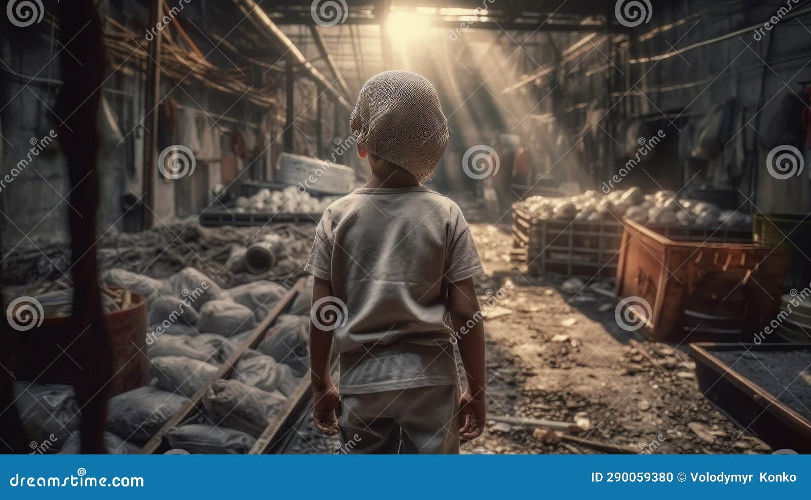 Child Labor Back View, Concept of Exploitation and Oppression, Created ...