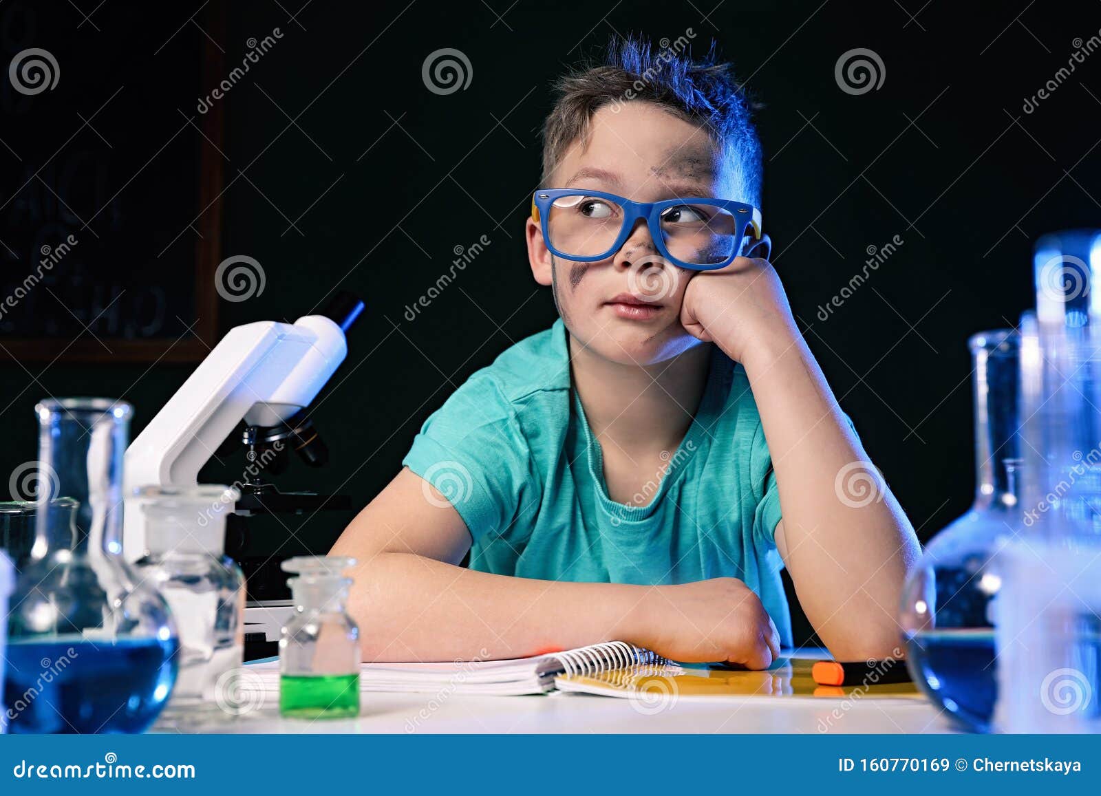 Child in Laboratory. Dangerous Experiment Stock Image - Image of ...