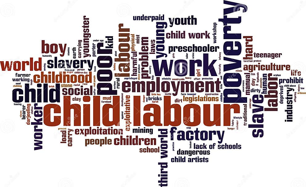 Child labour word cloud stock vector. Illustration of crime - 258273297