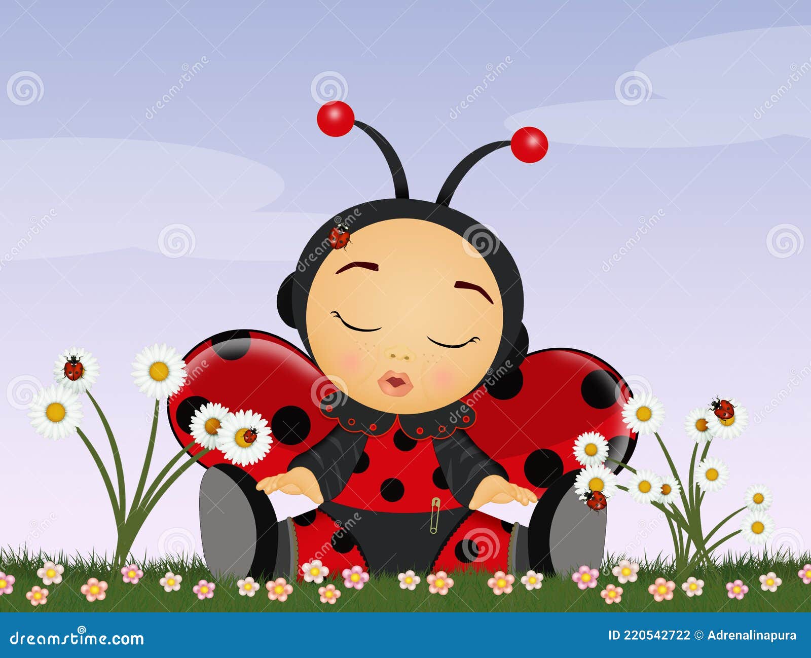 Child with ladybug costume stock illustration. Illustration of grass ...