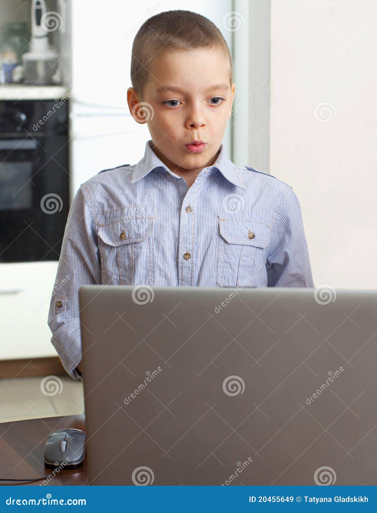 Child with laptop stock image. Image of male, education - 20455649