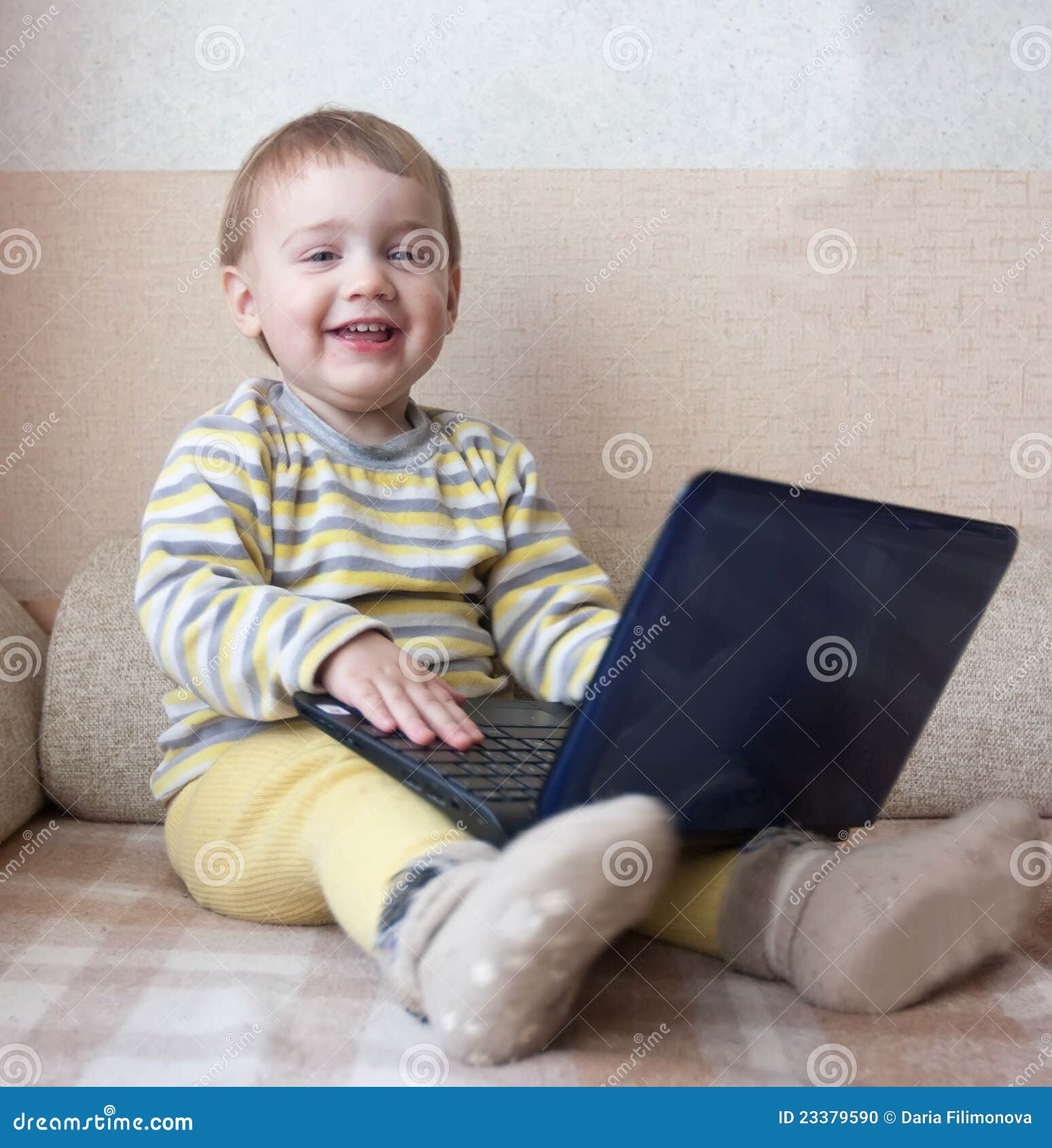 Child with laptop stock photo. Image of cheerful, laptop - 23379590