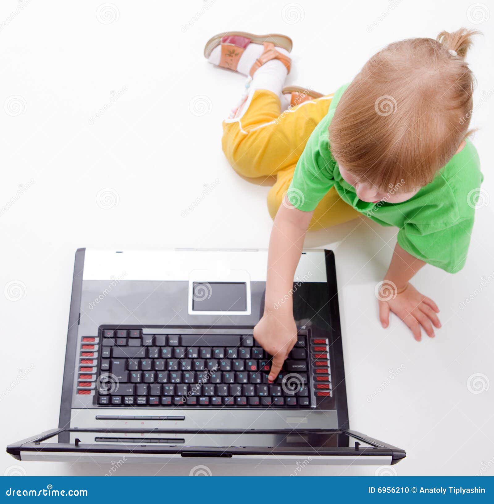 Child with laptop stock photo. Image of child, message - 6956210