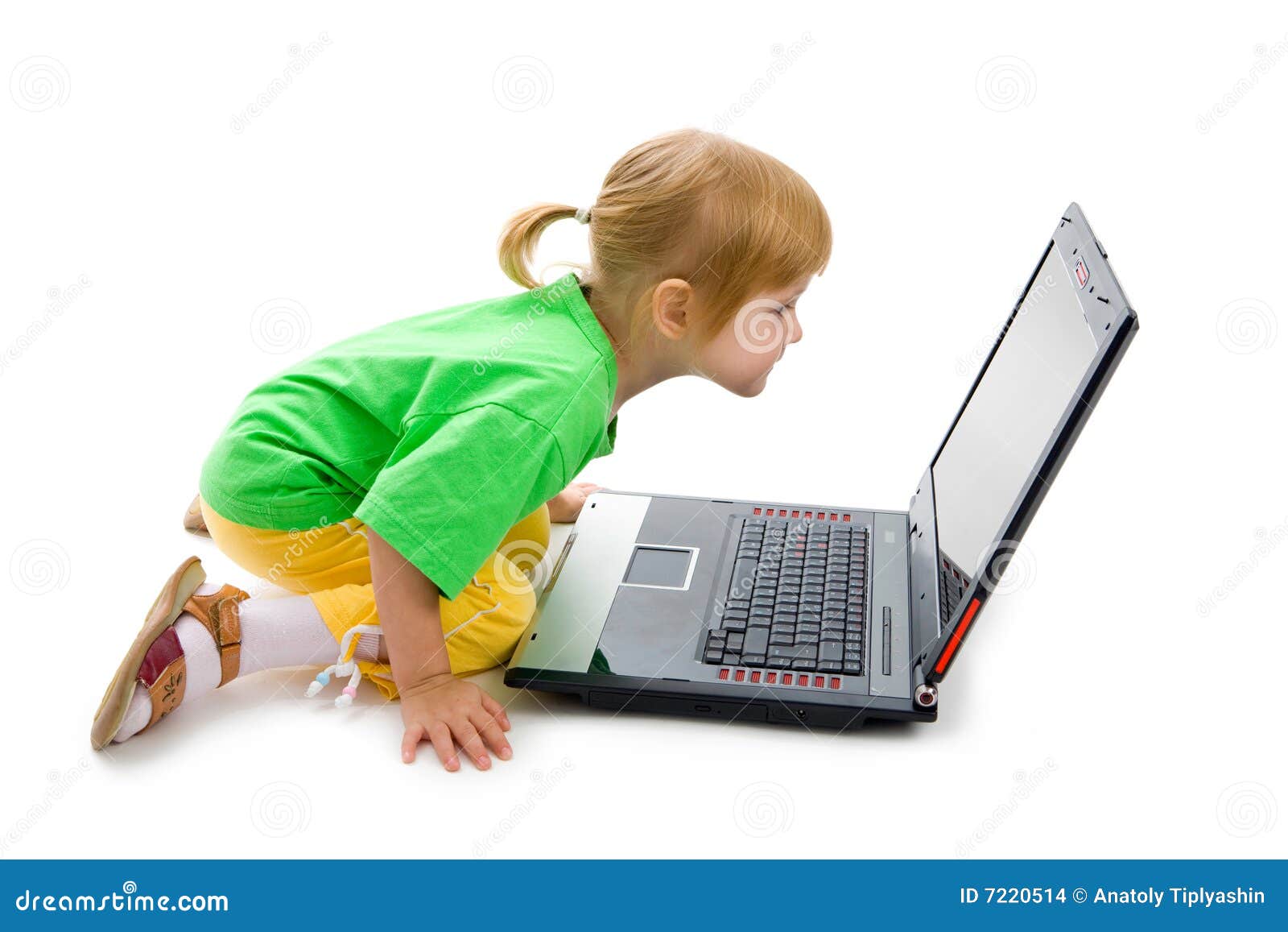 Child with laptop stock photo. Image of smile, memory - 7220514