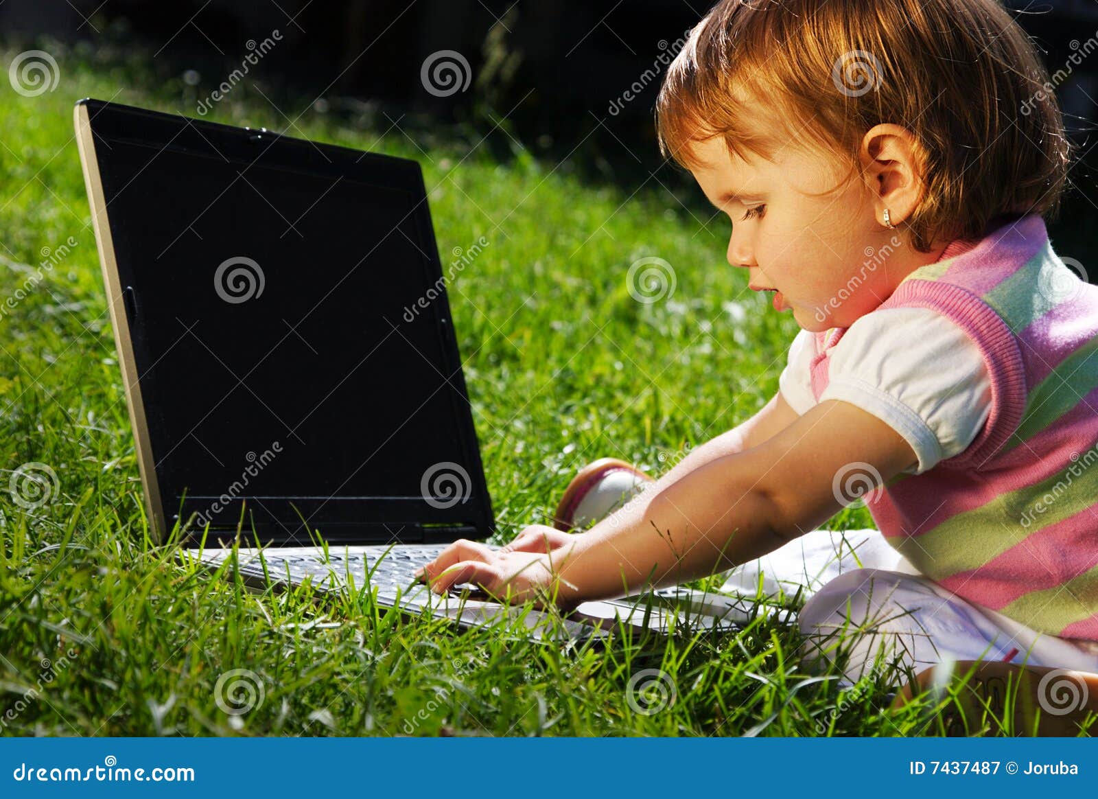 Child with laptop stock image. Image of caucasian, laptop - 7437487