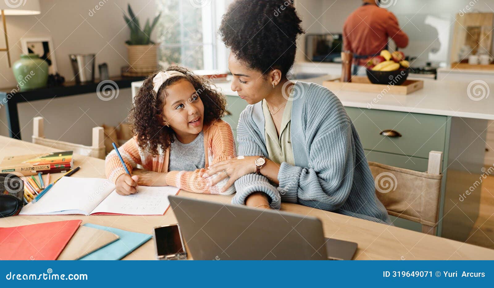 Child, Laptop and Mom with Education, Learning and Growth for Future or Knowledge. Mother ...