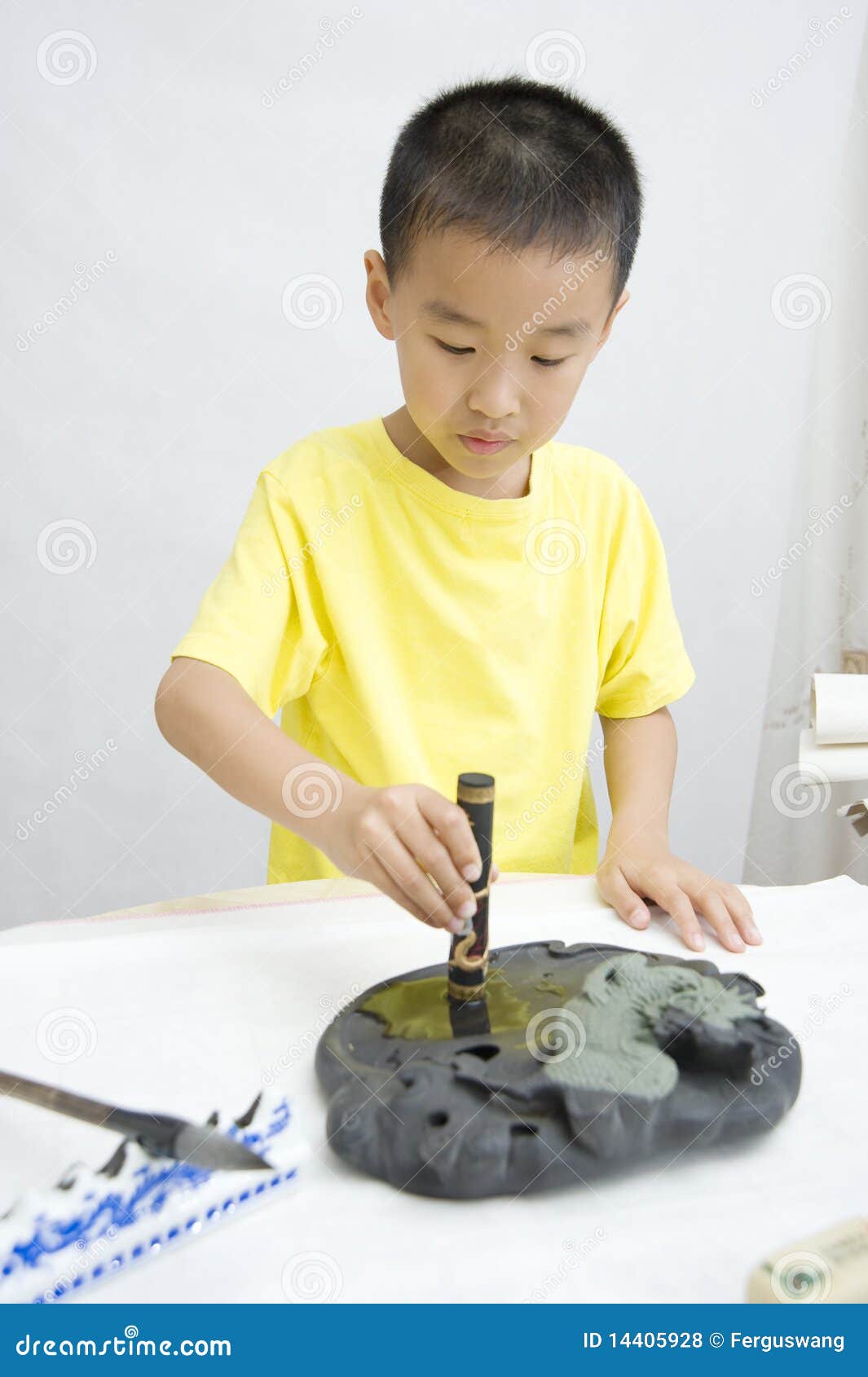 A Child Learning Chinese Calligraphy Stock Photo - Image of creativity ...