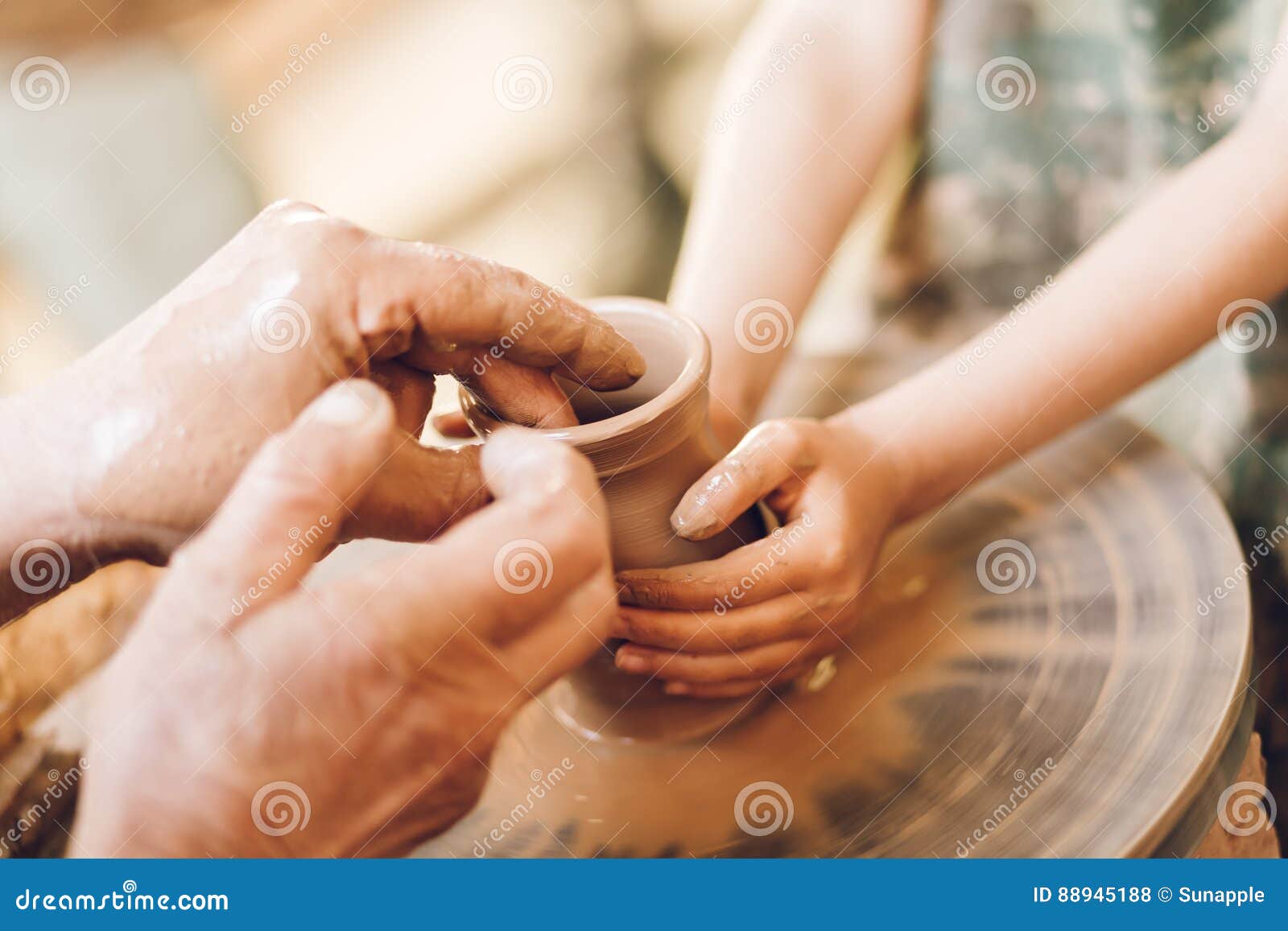 Child Learning Clay Modeling Stock Photo - Image of making, assistance ...