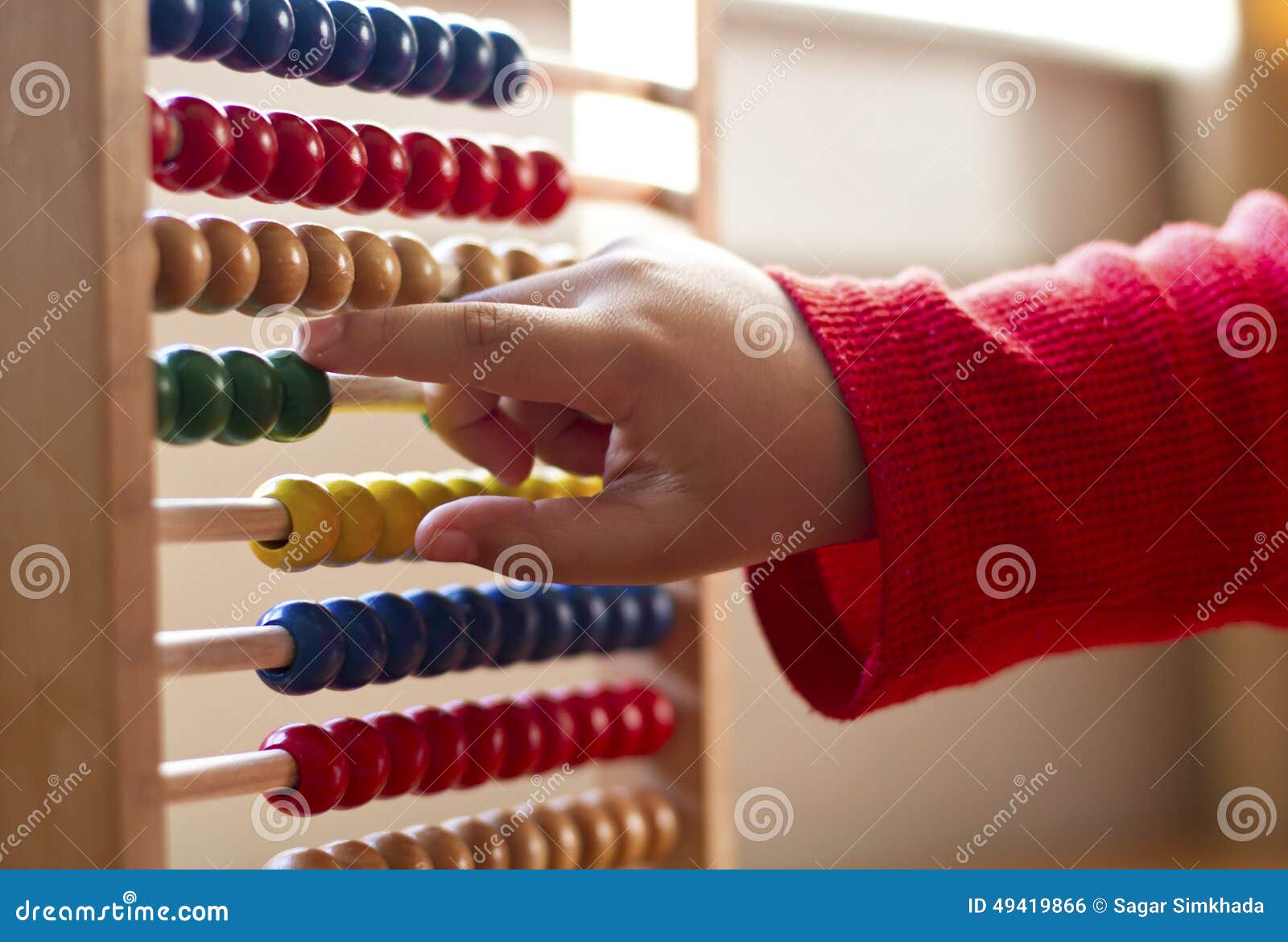 Child Learning Count Using Abacus Stock Photo - Image of abacus ...