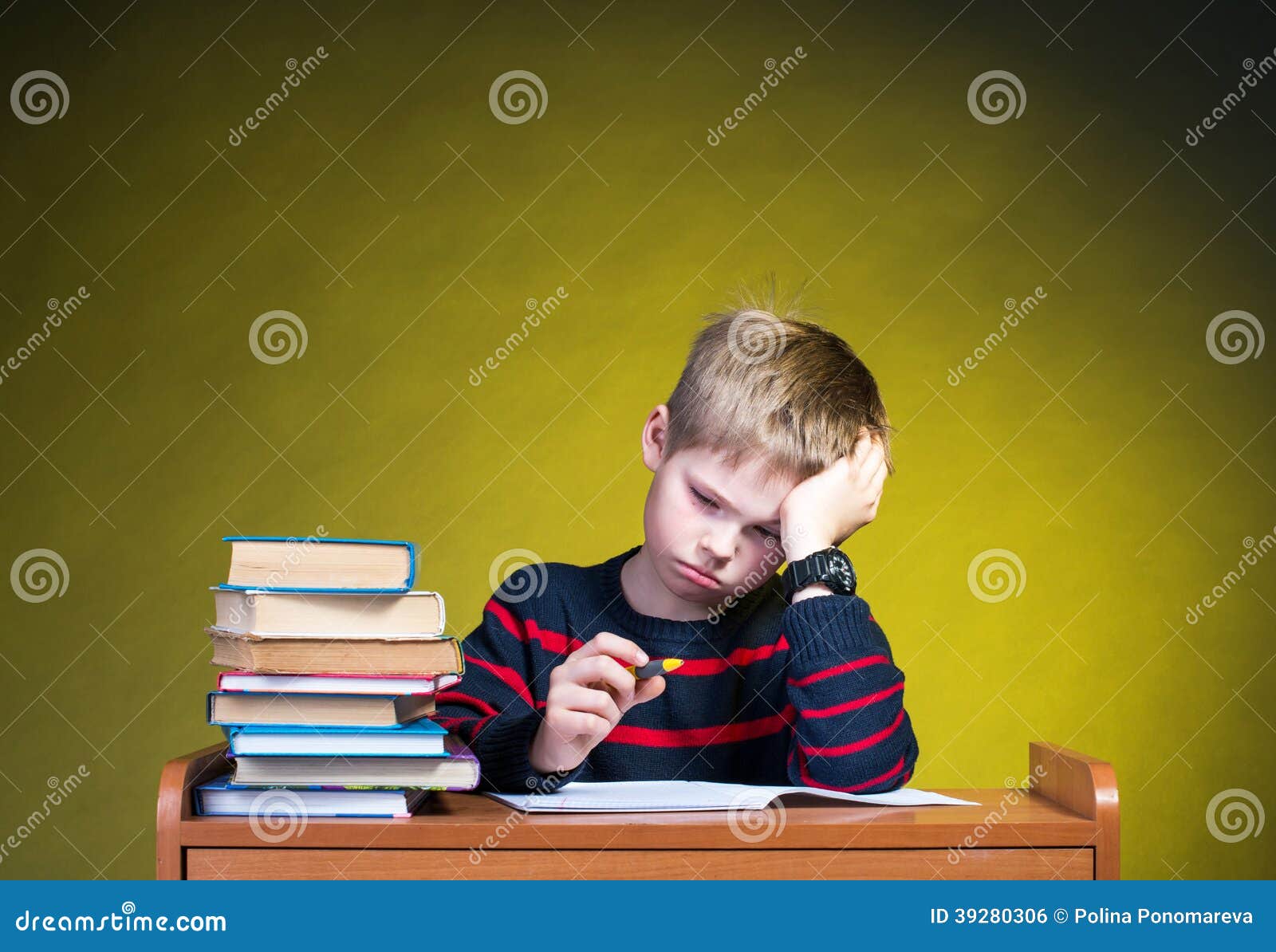 Child with Learning Difficulties. Doing Homework. Stock Photo - Image ...