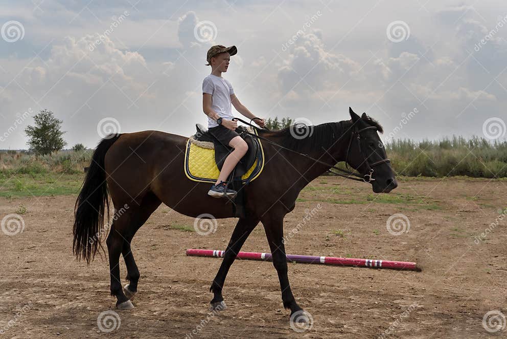 Child Learning Horse Riding Stock Image - Image of jockey, horse: 349137641