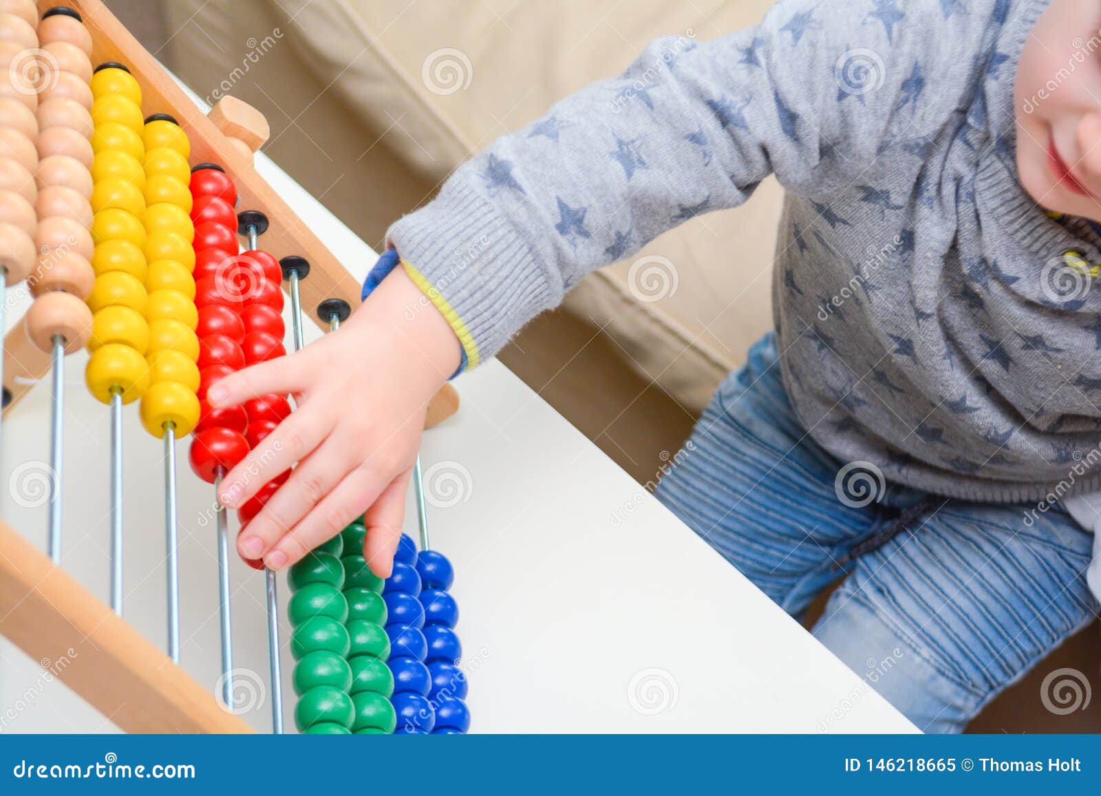 Young Child Counting with an Abacus Stock Image - Image of little ...