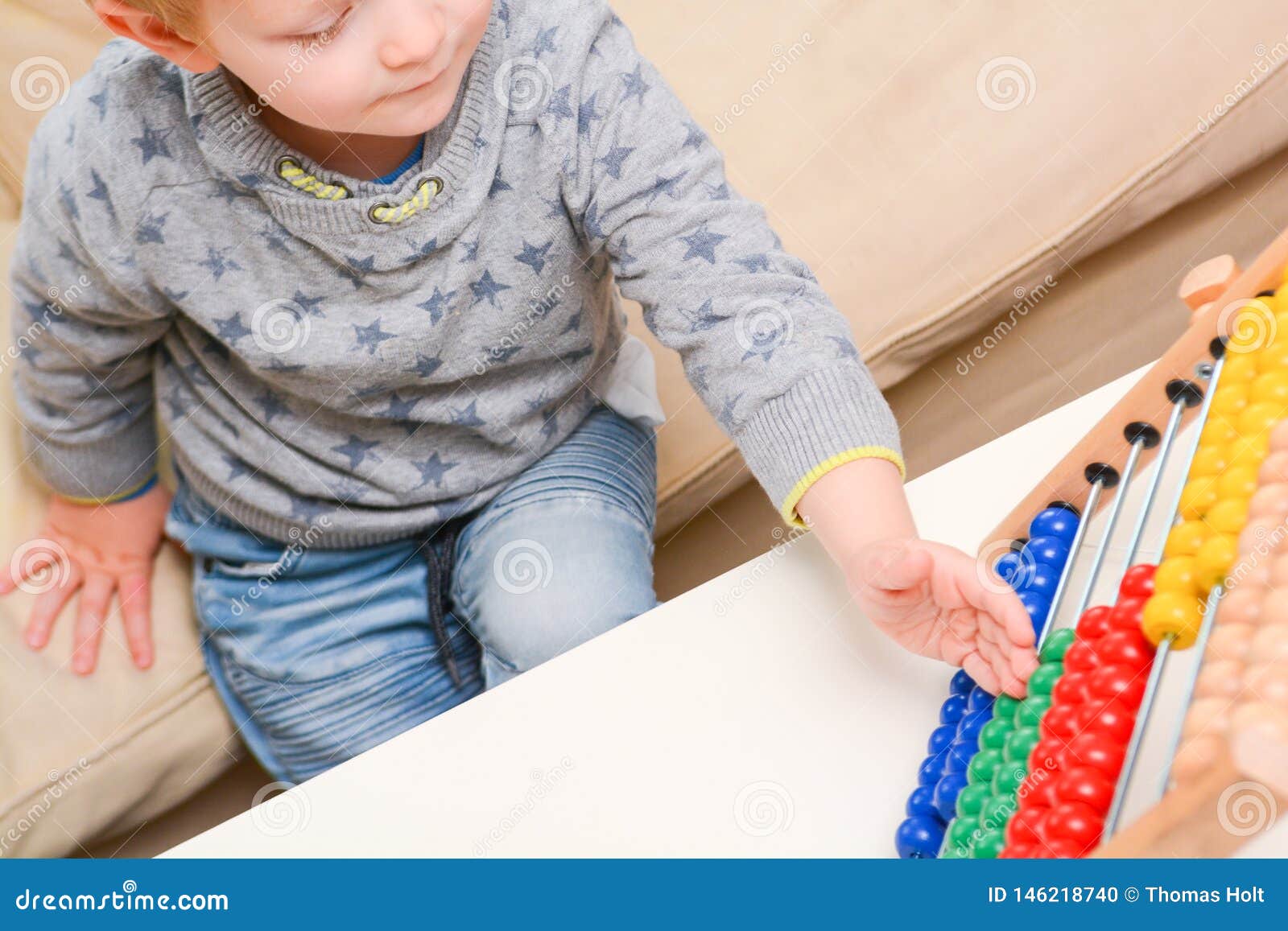 Young Child Counting with an Abacus Stock Photo - Image of learning ...