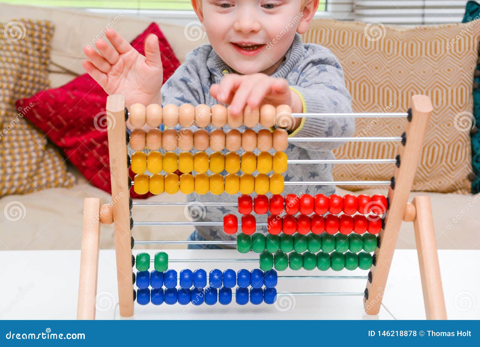 Young Child Counting with an Abacus Stock Photo - Image of abacus ...