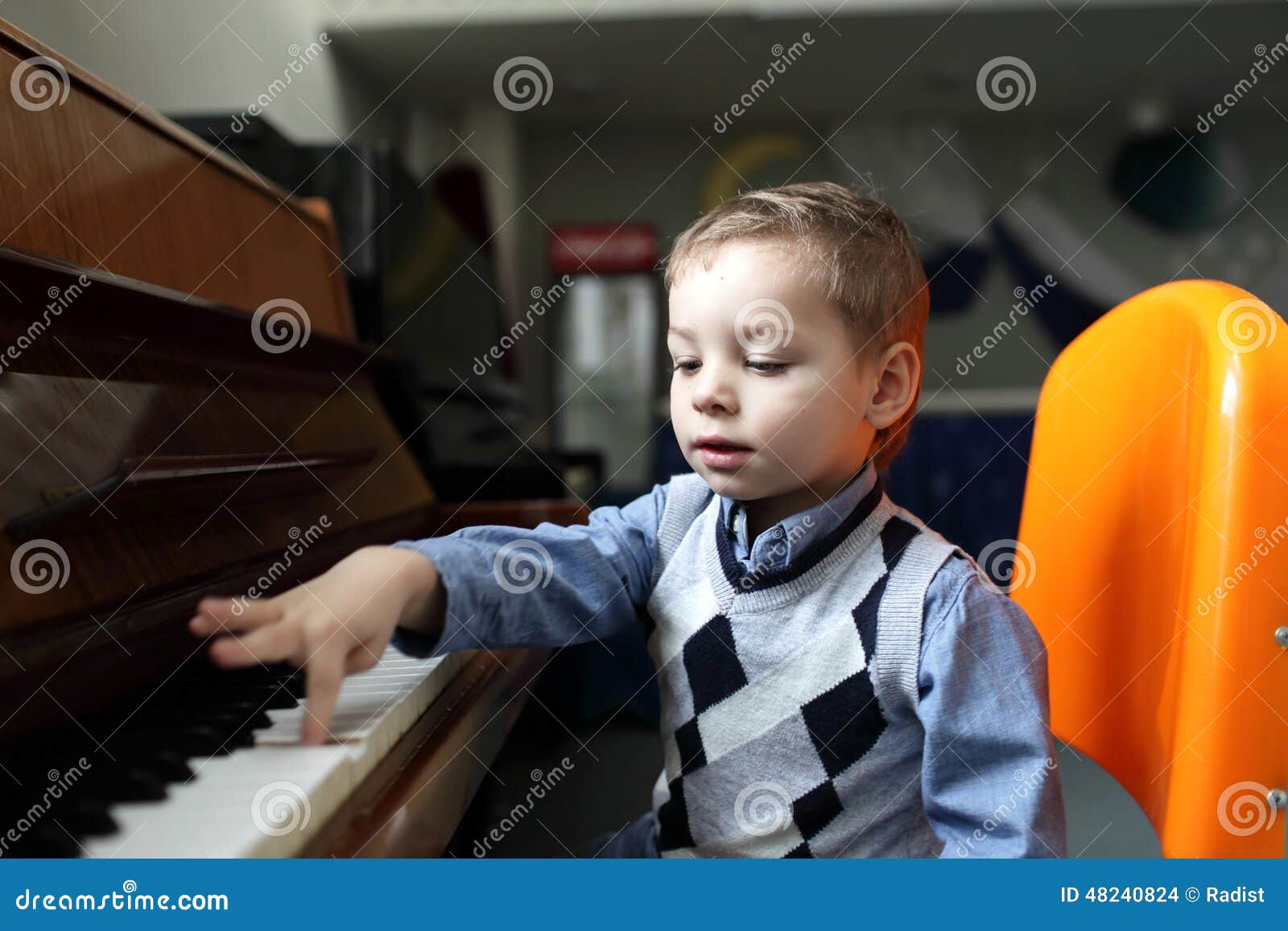 Child Learning To Play the Piano Stock Photo - Image of indoor ...