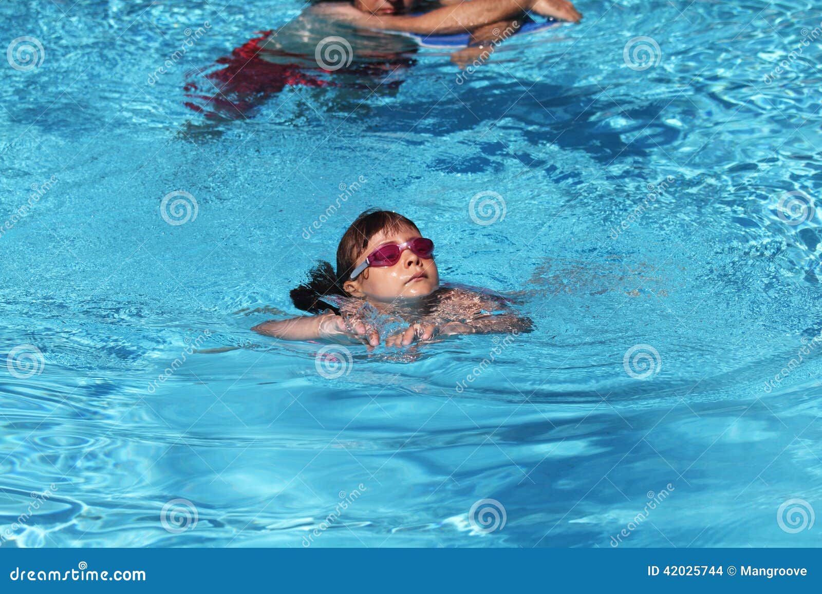 Child Learning To Swim, Swimming Lesson Stock Photo - Image of bikini ...