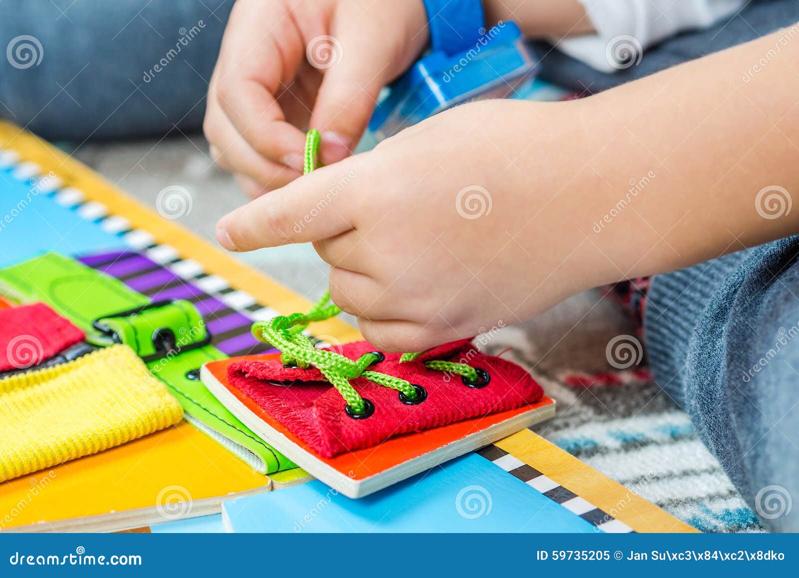 Child is Learning To Tie the Laces Stock Image - Image of little, play ...